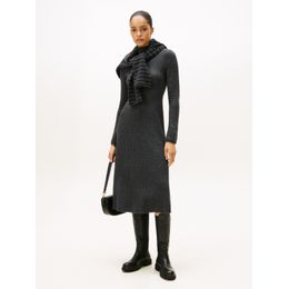 Tommy Hilfiger Damen Strickkleid "SOFT WOOL LS MOCK-NK SWT DRESS", grau, Gr. XXXL, meliert, Feinstrick, Obermaterial: 100% Wolle, Kleider, aus reiner