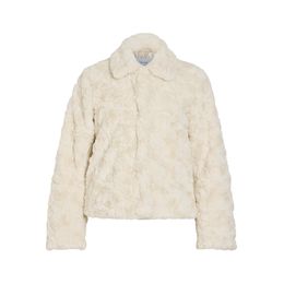 Vila Damen Kurzjacke "VIDORTE NEW L/S JACKET/PB", beige, Gr. 36, unifarben, Pl&uuml;sch, Obermaterial: 100% Polyester, Jacken, Aus Kunstfell mit