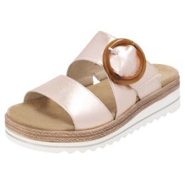 Remonte Damen Pantolette, Gr. 43, braun, Leder, metallic, Schuhe, Keilabsatz, Sommerschuh, Schlappen mit Zierschnalle