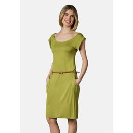 Ragwear Damen Sommerkleid "Tagg", gr&uuml;n, Gr. L, Material: 95% Viskose, 5% Elasthan, Kleider, Damen Kurzarm-Kleid mit Tailleng&uuml;rtel und Taschen