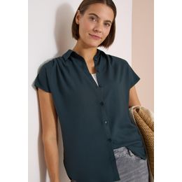 Cecil Damen Hemdbluse, blau, Gr. XL, unifarben, Stoff, 100% Viskose, Blusen, im Basic-Style
