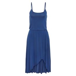 Lascana Damen Midikleid "mit integrierter Shorts und seitlicher Tasche", blau, Gr. 46, unifarben, Jersey, Obermaterial: 95% Viskose, 5% Elasthan,