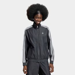 Damen Outdoorjacke "adidas originals SUMMER GLOW LIGHT DENIM FIREBIRD TRACK"medium schwarz denim, Gr. M, adidas originals, Obermaterial: 100%