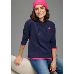 Kangaroos Damen Kapuzenpullover, blau, Gr. 44, unifarben, Strick, Obermaterial: 50% Viskose, 26% Polyamid, 24% Polyester, Pullover, mit Kapuze und