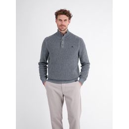 Lerros Herren Troyer "Klasischer Troyer aus gestrickter, flexibler Baumwolle", grau, Gr. M, 100% Baumwolle, Pullover