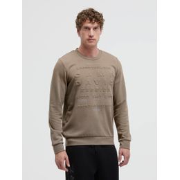 CAMP DAVID Herren Sweater, beige, Gr. XXXL, bestickt, Web, Material: 85% Baumwolle, 15% Polyester, Sweatshirts, mit Baumwolle