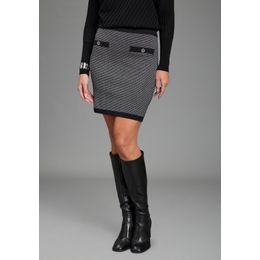 Melrose Damen Strickrock, schwarz, Gr. 36, Jacquardmuster, Feinstrick, Obermaterial: 70% Viskose, 30% Polyamid, R&ouml;cke, in Jaquardmuster