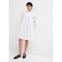 bonprix Damen Hemdblusenkleid, wei&szlig;, Gr. 50, Obermaterial: 100% Baumwolle. Futter: 100% Baumwolle, Kleider, Oversize-Passform, mit Hemdblusenkragen