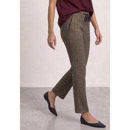 Street One Damen Stoffhose "Style Bonny", braun, Gr. 34, kariert, Web, Obermaterial: 65% Polyester, 35% Viskose, Hosen, mit Karomuster / Elastischer