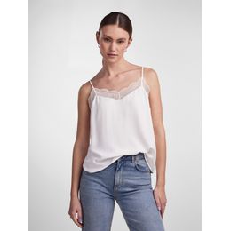 Pieces Damen Tr&auml;gertop "PCTIFFANY STRAP LACE TOP WVN NOOS BC", wei&szlig;, Gr. L, unifarben, Web, Obermaterial: 100% Polyester, Tops, Kunstfaser, regular