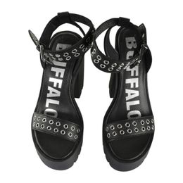 Buffalo Damen High-Heel-Pumps "Buffalo Buffalo Jalilia Ankle Sandal - Vegan Nappa", Gr. 41, schwarz, Kunstfaser, unifarben, Schuhe