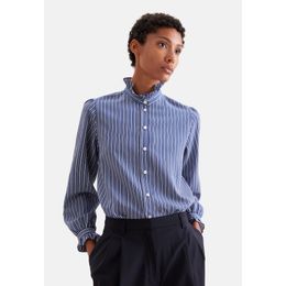 Seidensticker Damen R&uuml;schenbluse, blau, Gr. 36, gestreift, 85% Viskose, 15% Polyamid, Blusen, 1/1 Stehkragen Gestreift