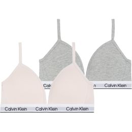 Damen Triangel-BH "2PK TRIANGLE", Calvin Klein Underwear, Gr. 140, rosa, Jersey, Obermaterial: 95% Baumwolle, 5% Elasthan, BHs, mit Logobund