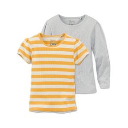 Tchibo - 2 Rippenshirts - M&auml;dchen - Gr. 98/104 - wei&szlig;/gestreift