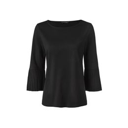 Tchibo - Halbarmshirt mit angesetzten Plissees - Damen - Gr. L - schwarz