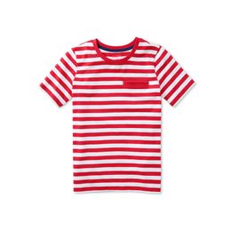 Tchibo - Streifen-T-Shirt mit eingelassener Brusttasche - Jungen - Gr. 122/128 - wei&szlig;/gestreift