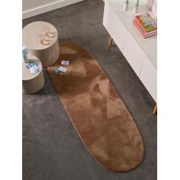 benuta Pop Hochflor Shaggyteppich Yumi Braun 70x200 cm - Bettvorleger f&uuml;r Schlafzimmer