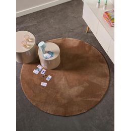 benuta Pop Hochflor Shaggyteppich Yumi Braun &oslash; 240 cm rund - Hochflor Teppich f&uuml;r Wohnzimmer