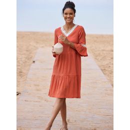 feel good Sommer-Kleid, Orange, Gr. 36/38, Damen, Strandkleider, 100% Baumwolle