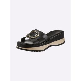 Heine Damen Pantolette, Schwarz, Gr. 39, Pantoletten, Material: Rindsleder
