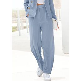 Lascana Palazzohose 'mit weitem Bein aus weicher und leichter Webware' blau Gr. 44 f&uuml;r Damen. Figurumspielend