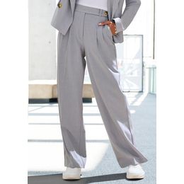 Lascana Palazzohose 'mit weitem Bein aus weicher und leichter Webware' grau Gr. 40 f&uuml;r Damen. Figurumspielend