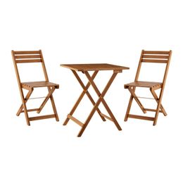 Juskys Balkonm&ouml;bel Set Bala - Sitzgruppe 3-teilig aus Holz f&uuml;r 2 Personen, klappbar, platzsparend
