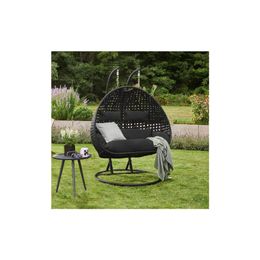 Home Deluxe Polyrattan H&auml;ngesessel TWIN - Schwarz f&uuml;r 2 Personen