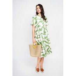 Le Jardin du Lin Kleid in Wei&szlig;/ Hellgr&uuml;n - 57% | Gr&ouml;&szlig;e 36 | Damen-kleider