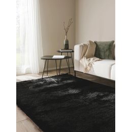 benuta Nest Hochflor Shaggyteppich Whisper Schwarz 120x170 cm - Hochflor Teppich f&uuml;r Wohnzimmer