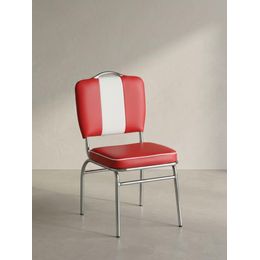 KADIMA DESIGN Retro Esszimmerstuhl, 50er-Jahre Diner Style, bequeme Polsterung in Rot | Gr.: onesize