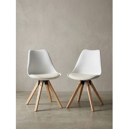 KADIMA DESIGN Esszimmerst&uuml;hle 2er-Set Polsterstuhl Holzgestell Skandinavisch in Wei&szlig; | Gr.: onesize