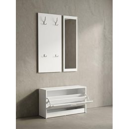 KADIMA DESIGN Wandgarderobe DELFT mit Spiegel, Wei&szlig;, 8 Paar Schuhe, 10 Haken in Wei&szlig; | Gr.: onesize