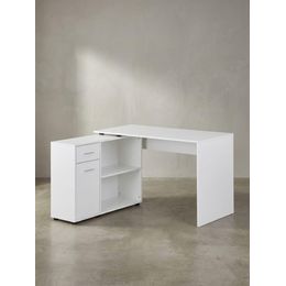 KADIMA DESIGN Schreibtisch mit Regal-Platte, integriertes Regal, flexibel aufstellbar in Wei&szlig; | Gr.: onesize