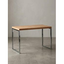 KADIMA DESIGN Schreibtisch Massivholz | Rustikal-Stil, Metall-Gestell, 50kg Belastbar in Beige | Gr.: onesize