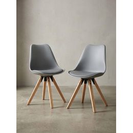 KADIMA DESIGN Esszimmerst&uuml;hle 2er-Set Polsterstuhl Holzgestell Skandinavisch in Grau | Gr.: onesize
