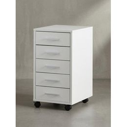 KADIMA DESIGN Schubladenschrank Praktisch | 5 Ausz&uuml;ge, Rollbar, Melamin in Wei&szlig; | Gr.: onesize