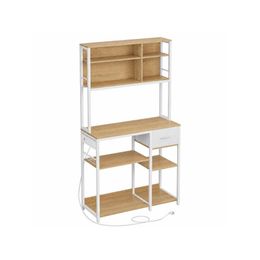 VASAGLE K&uuml;chenregal Barnet in Goldeichenfarbe-Wei&szlig; - (B)100 x (H)180.8 x (T)40 cm | Gr.: onesize