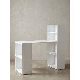 KADIMA DESIGN Schreibtisch gro&szlig; &ndash; mit Regal kombiniert, variabel aufstellbar in Wei&szlig; | Gr.: onesize