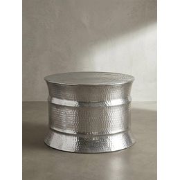KADIMA DESIGN Couchtisch Rund | Oriental Style, Hammerschlag, Handgefertigt in Silber | Gr.: onesize