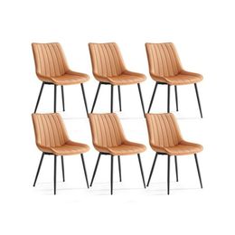 Songmics 6er-Set: Esszimmerstuhl in Braun &ndash; (B)48 x (H)80 x (T)57 cm | Gr.: onesize