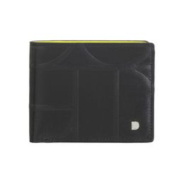 DuDu Up! Geldb&ouml;rse RFID Schutz Leder 10.5 cm black-bright yellow | Gr.: onesize