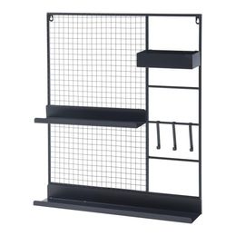 [en.casa] Wandgitter, Schwarz, Metall, 60x70x11 cm, Wohnzimmer, Regale, Wandregale