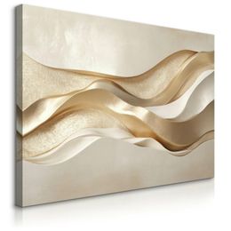 Muralo Leinwandbild, Beige, Braun, Textil, Kiefer, Abstrakt, Rechteckig, 100x70 cm, einfache und schnelle Anbringung, Bilder und Zubeh&ouml;r, Wandbilder, Leinwandbilder