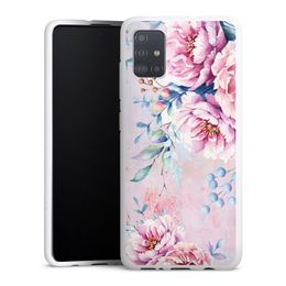 DeinDesign Galaxy A51 Handy Silikon H&uuml;lle Case wei&szlig; Handyh&uuml;lle Summer Water Colour Flower Silikon Case