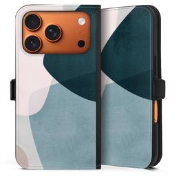 DeinDesign iPhone 17 Pro Handy Klapph&uuml;lle Handyh&uuml;lle aus Kunst Leder schwarz Flip Case Painting Muster Boho Sideflip mit Lasche