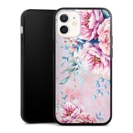 DeinDesign iPhone 12 mini Handy Slim Case extra d&uuml;nn Silikon Handyh&uuml;lle schwarz H&uuml;lle Summer Water Colour Flower Silikon Slim Case
