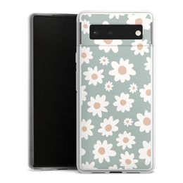 DeinDesign Google Pixel 6 Handy Silikon H&uuml;lle Case transparent Handyh&uuml;lle Daisy Muster Flowers Silikon Case