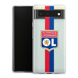 DeinDesign Google Pixel 6 Handy Silikon H&uuml;lle Case transparent Handyh&uuml;lle Merchandise Olympique Lyonnais Logo Silikon Case