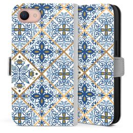 DeinDesign iPhone 16e Handy Klapph&uuml;lle Handyh&uuml;lle aus Kunst Leder wei&szlig; Flip Case Mandala Retro Mosaic Sideflip mit Lasche